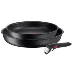 Set de 3 piese Ingenio Black Stone L3999032, tigaie de 24/28 cm, maner detasabil, invelis ...